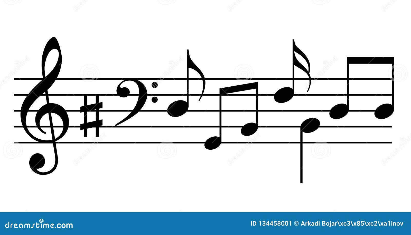 Music notes and staff icon stock vector. Illustration of hearing ...