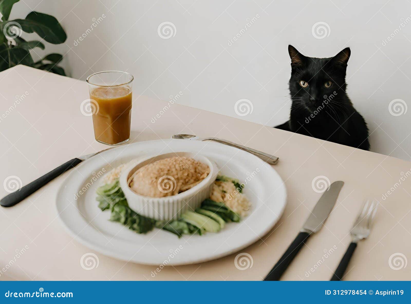 An Illustration about Black Cat Named Duffy Having Lunch Time Stock ...