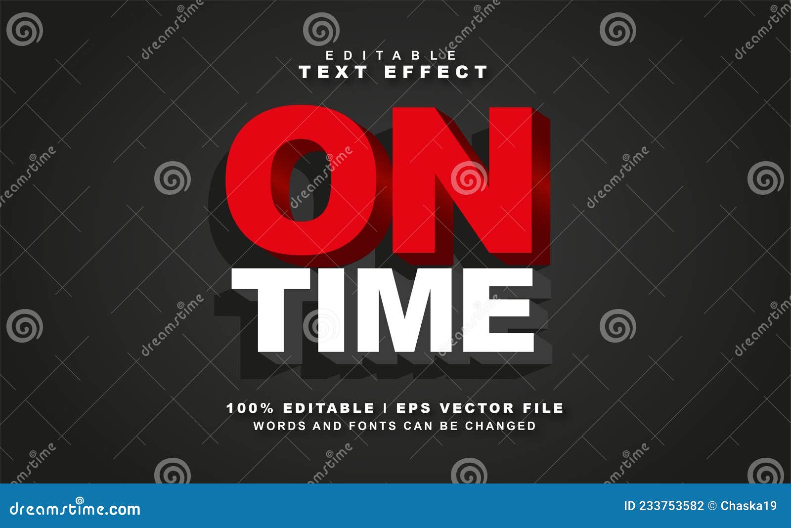 On Time text effect stock vector. Illustration of font - 233753582