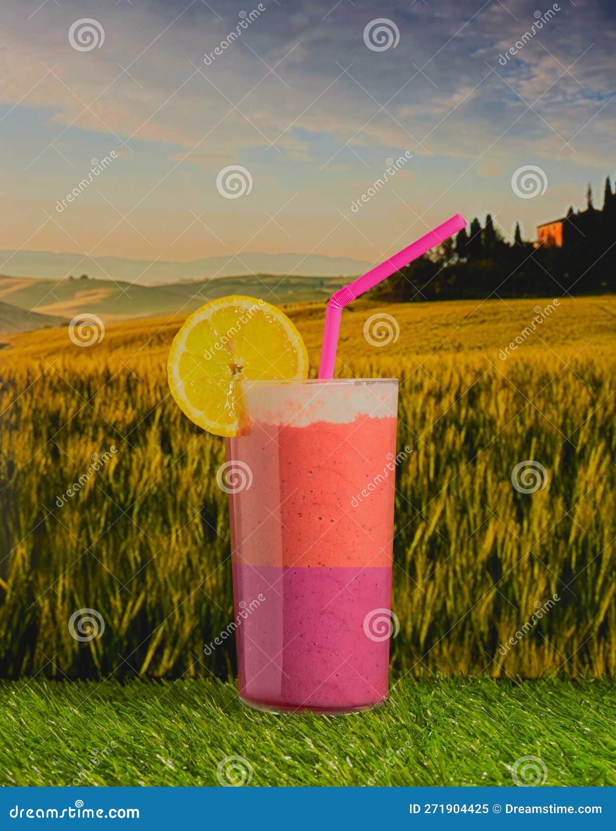 Multi-coloured Smoothie Drink Topped with Cream. Stock Image - Image of ...
