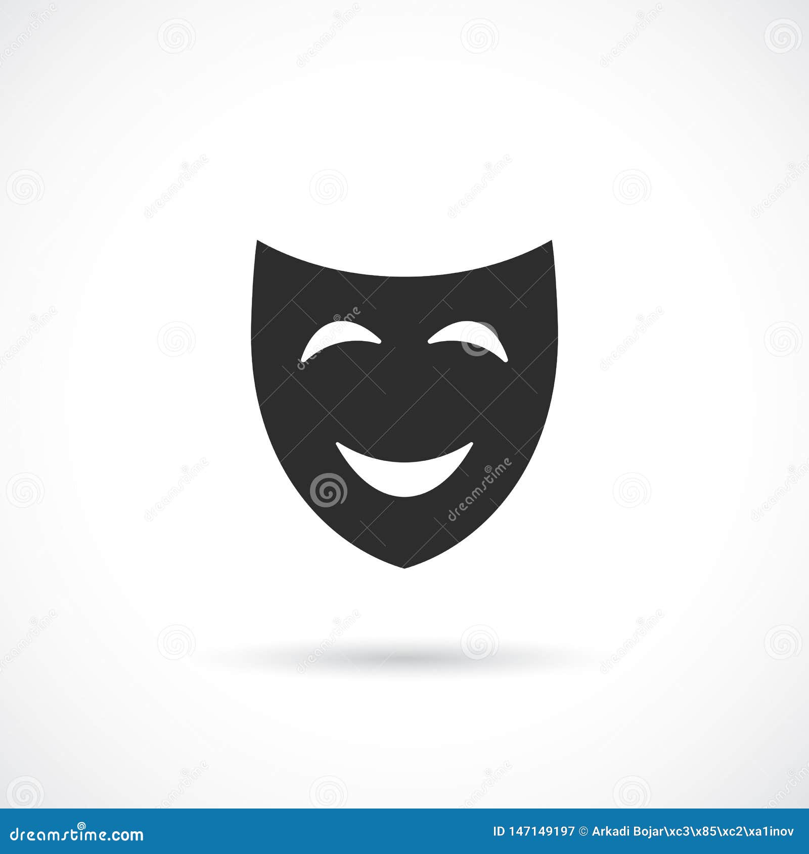 Smiling Comedy Theatre Mask Icon Stock Vector - Illustration of emotion ...