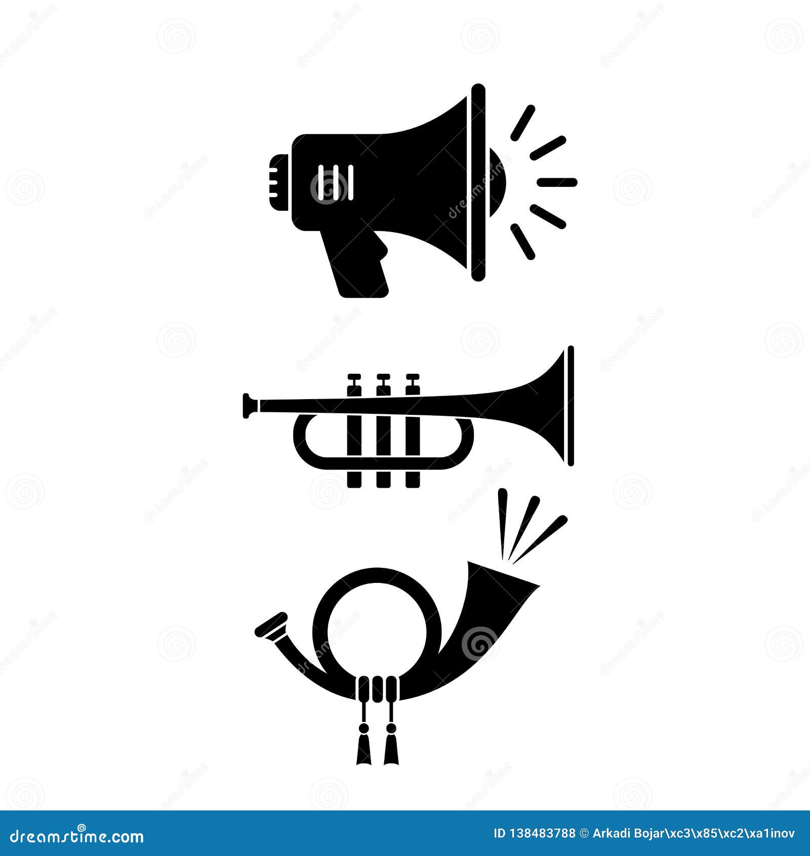 Sound horn vector icon stock vector. Illustration of beep - 138483788