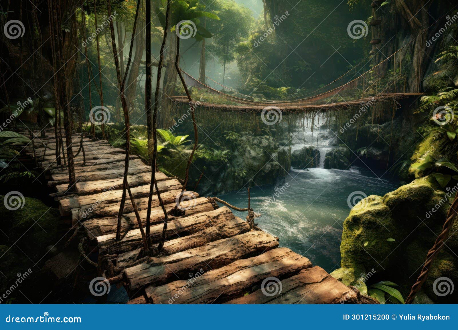 Jungle Bridge With Dark City Scenes - Cryengine Style Stock Image ...