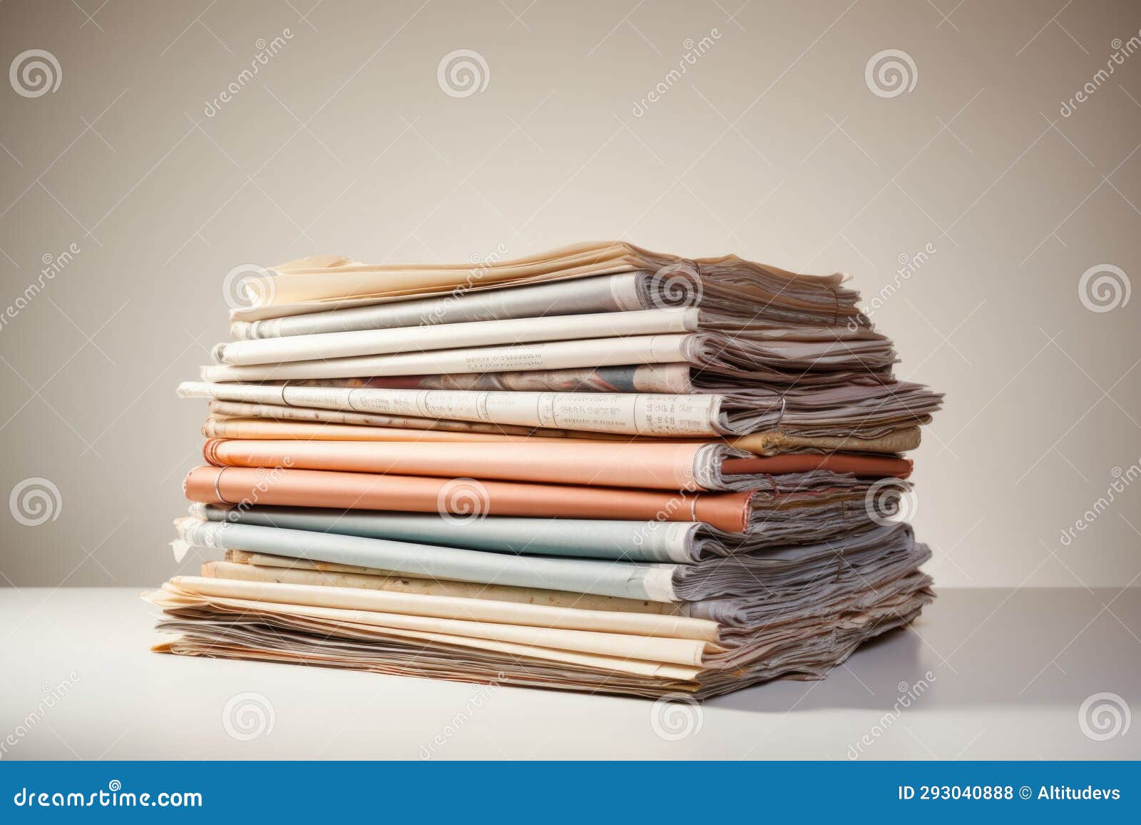 Untouched Stack of Stock Certificate Papers Against a Neutral Backdrop ...