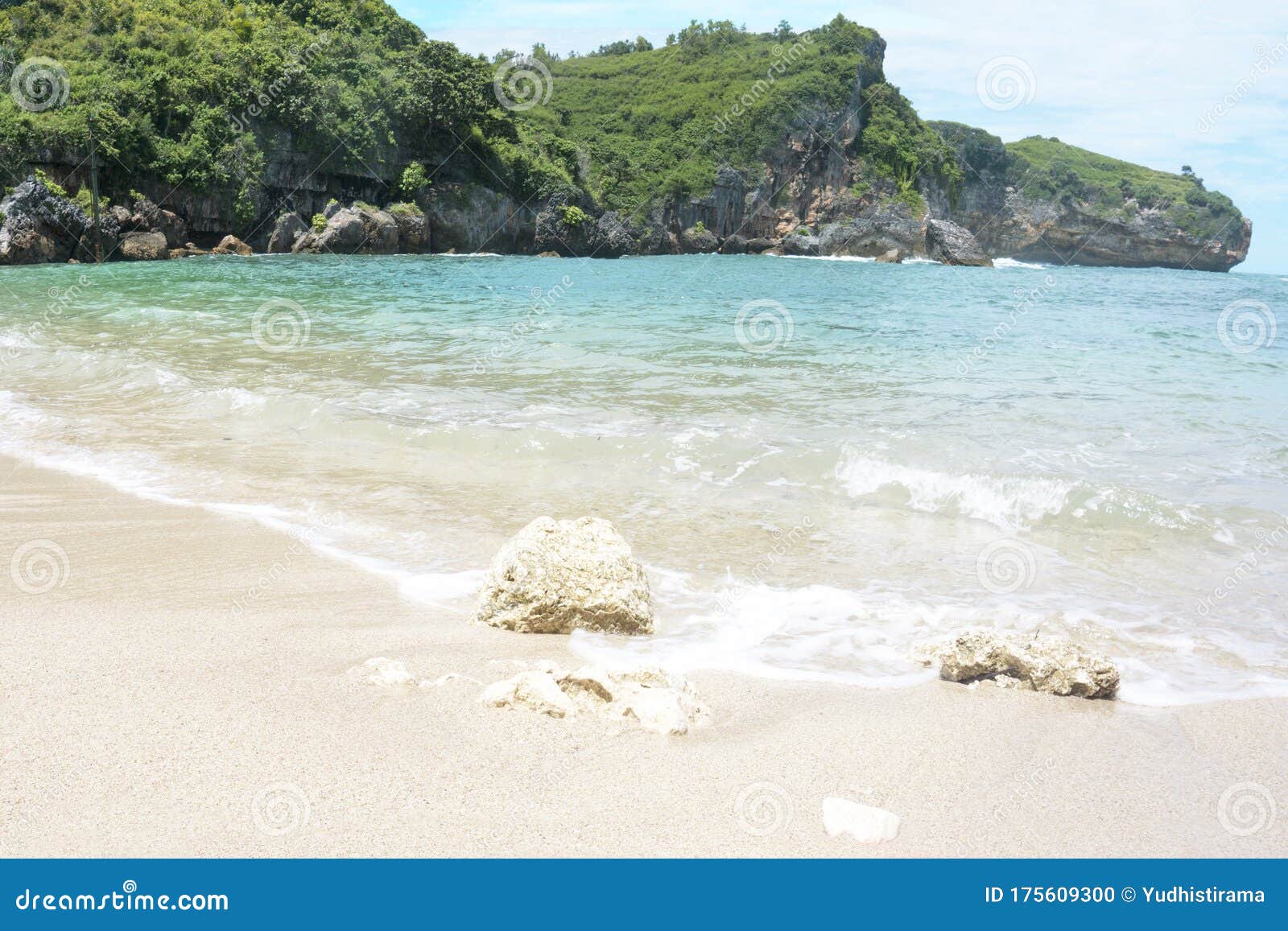 Tropical beach in java stock photo. Image of coconut - 175609300
