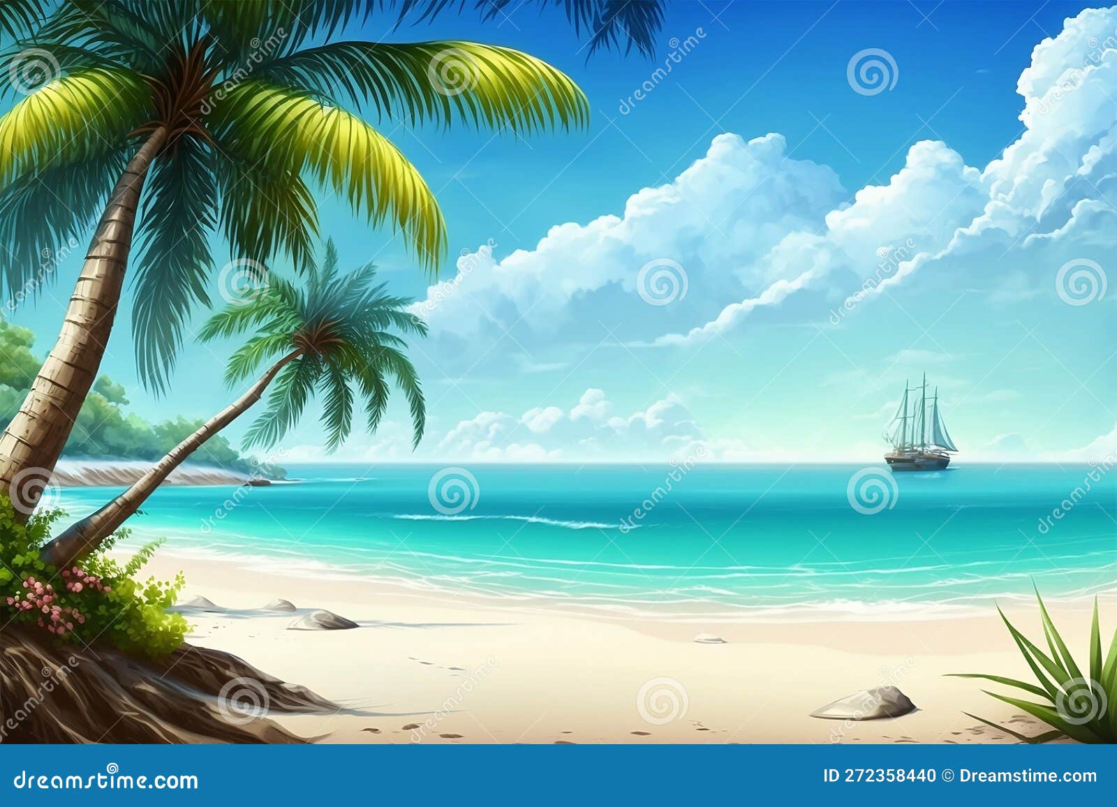 Untouched Tropical Beach in the Ocean Island. Generative Ai Stock ...