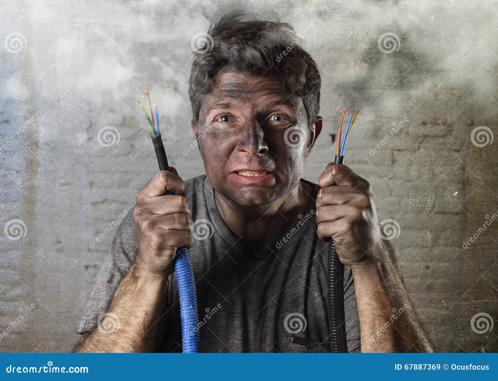 Untrained Man Joining Cable Suffering Electrical Accident With Dirty ... Untrained Man Joining Cable Suffering Electrical Accident With Dirty ...