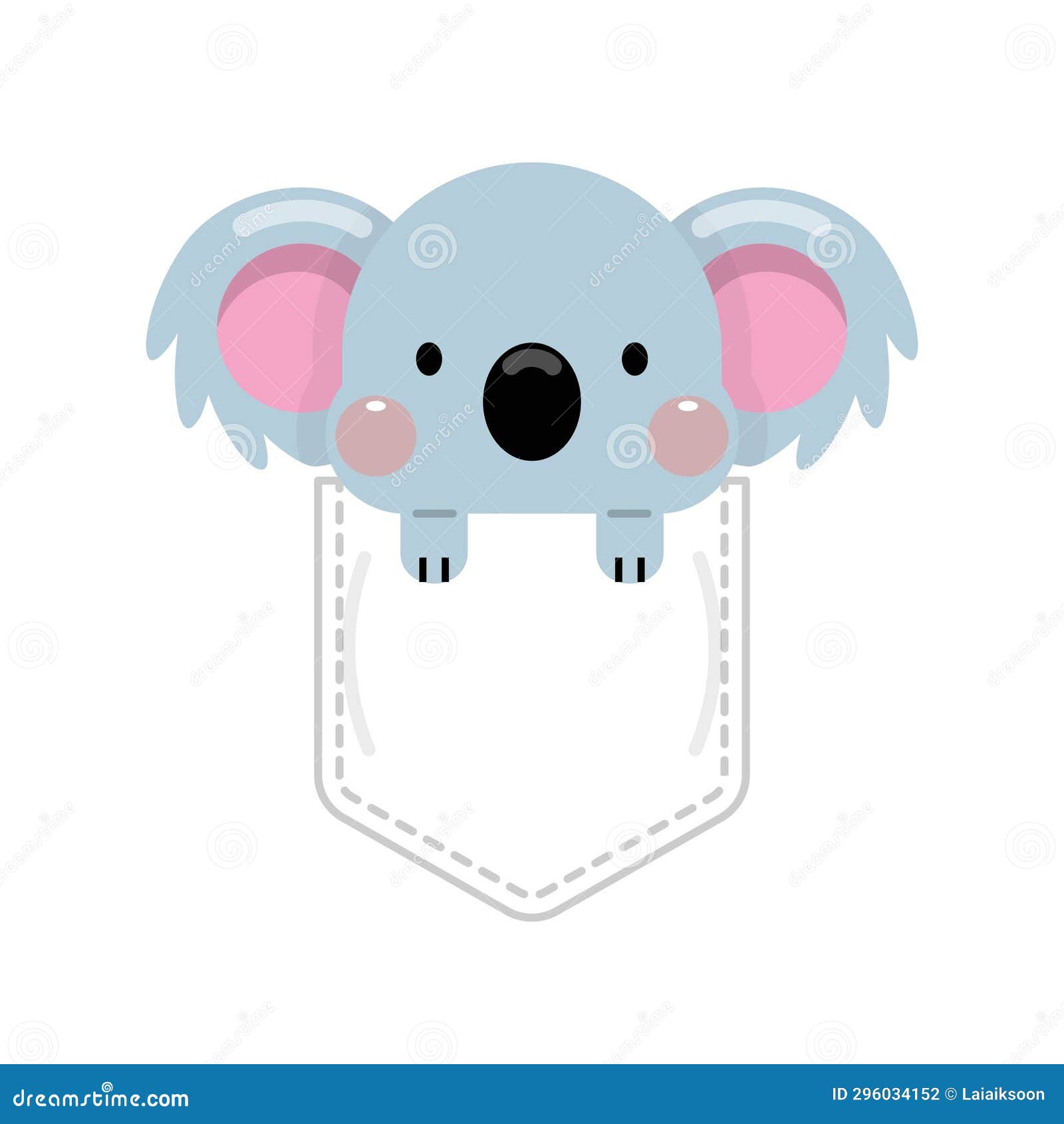 Cute Little Cartoon Koala Bear Inside the Pocket Stock Vector ...