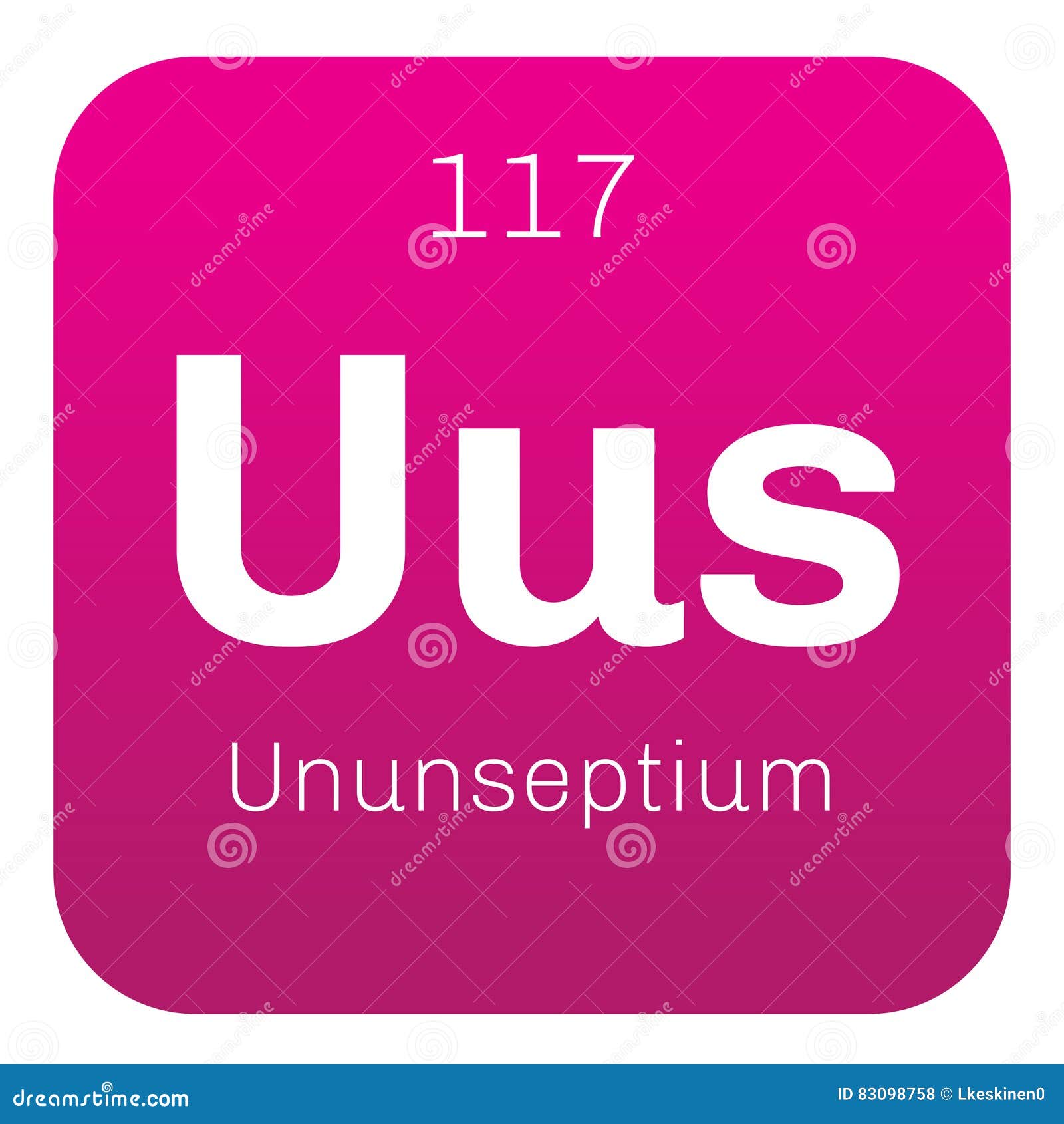 Ununseptium Uus Chemical Element. Ununseptium Sign With Atomic Number ...