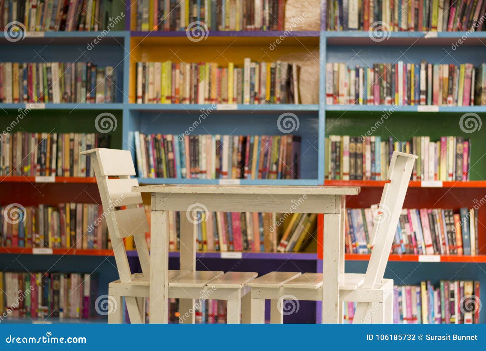 Table and Chair in a Library without People Stock Photo - Image of ...