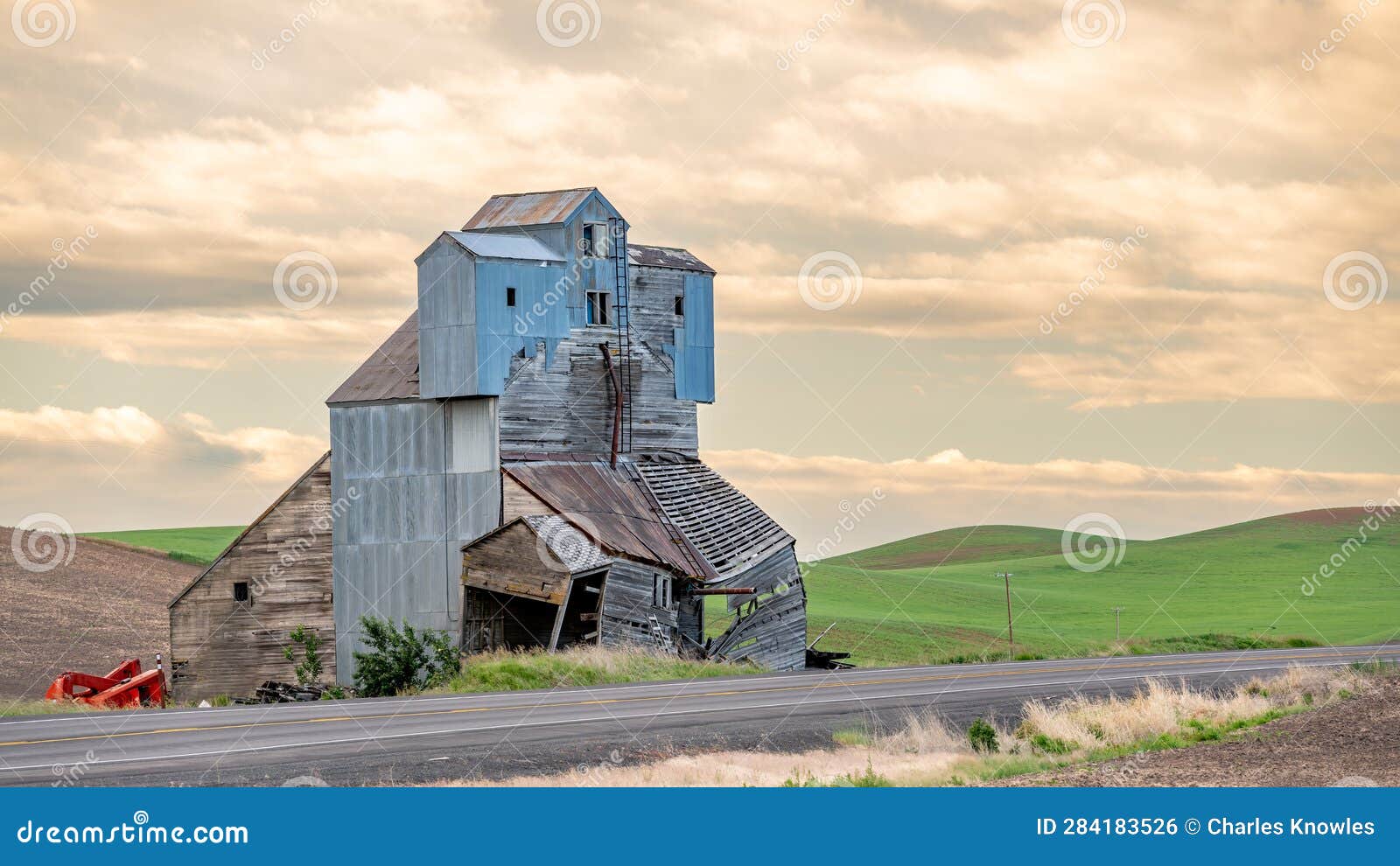Unusual Barn Crushing Under Its Own Weight Stock Photo - Image of farm ...