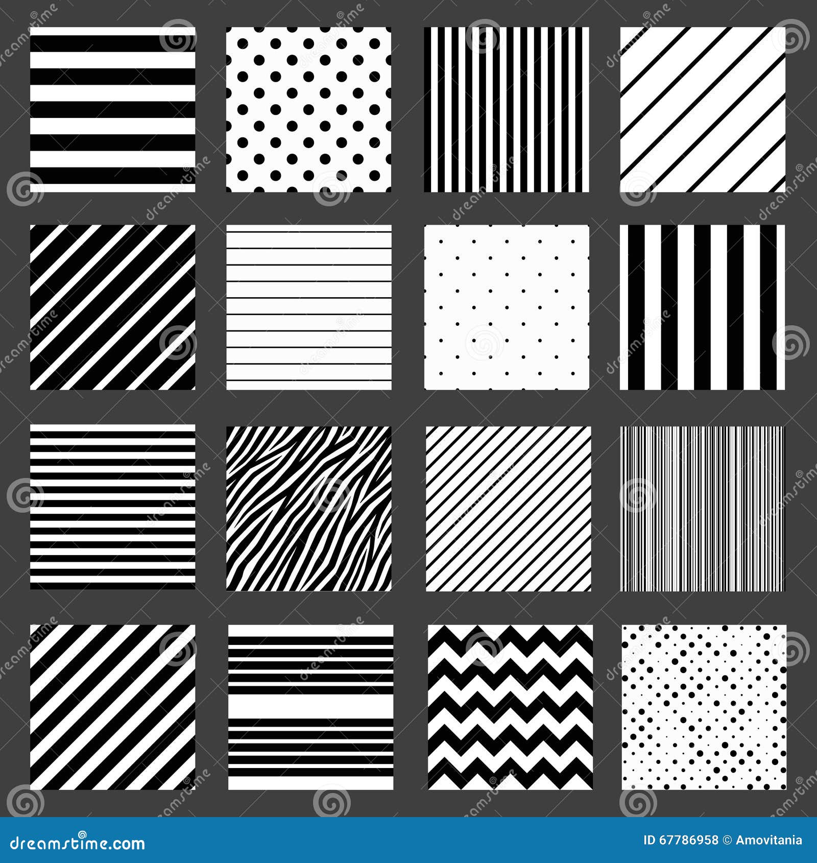 Unusual Black White Striped Pattern Set Stock Vector - Illustration of ...