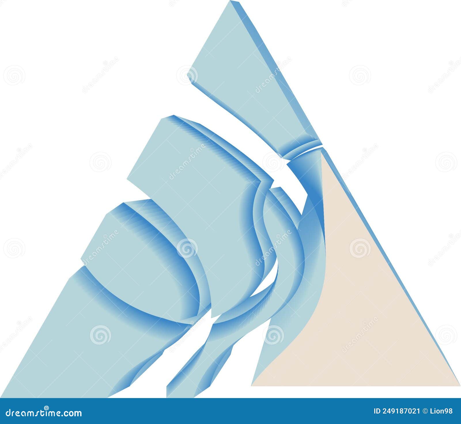 Unusual Blue 3D Shape Created by Triangle on White Stock Vector ...