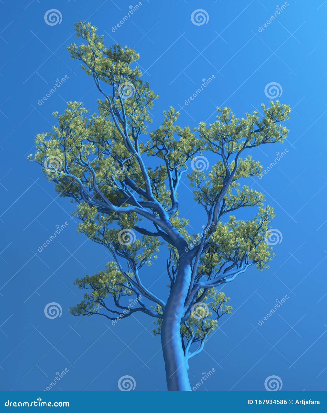 Unusual Blue Tree Background, 3d Illustration Stock Illustration ...