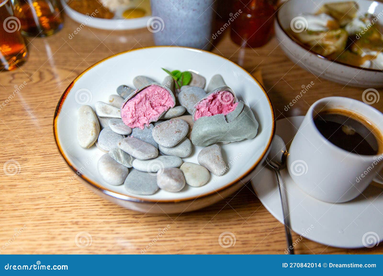 Unusual Chocolate Cake in Form of Sea Pebbles with Raspberry Mousse ...