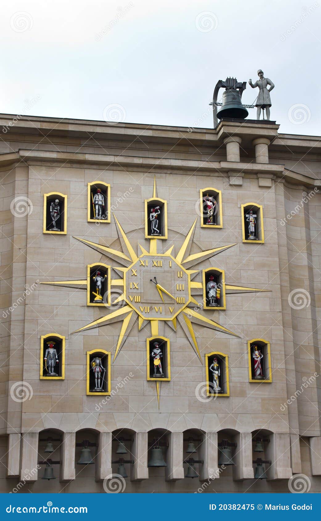 Unusual clock in Brussels stock image. Image of roman - 20382475
