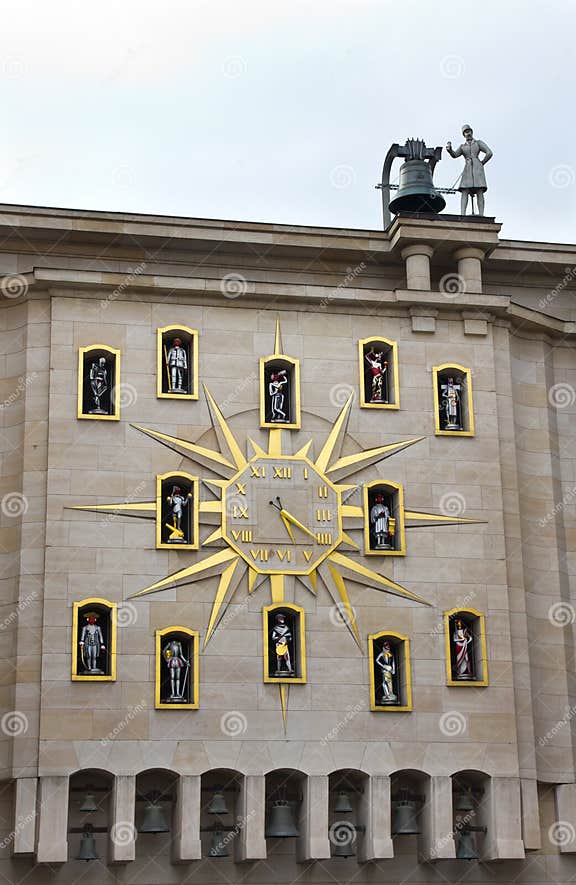 Unusual clock in Brussels stock image. Image of roman - 20382475
