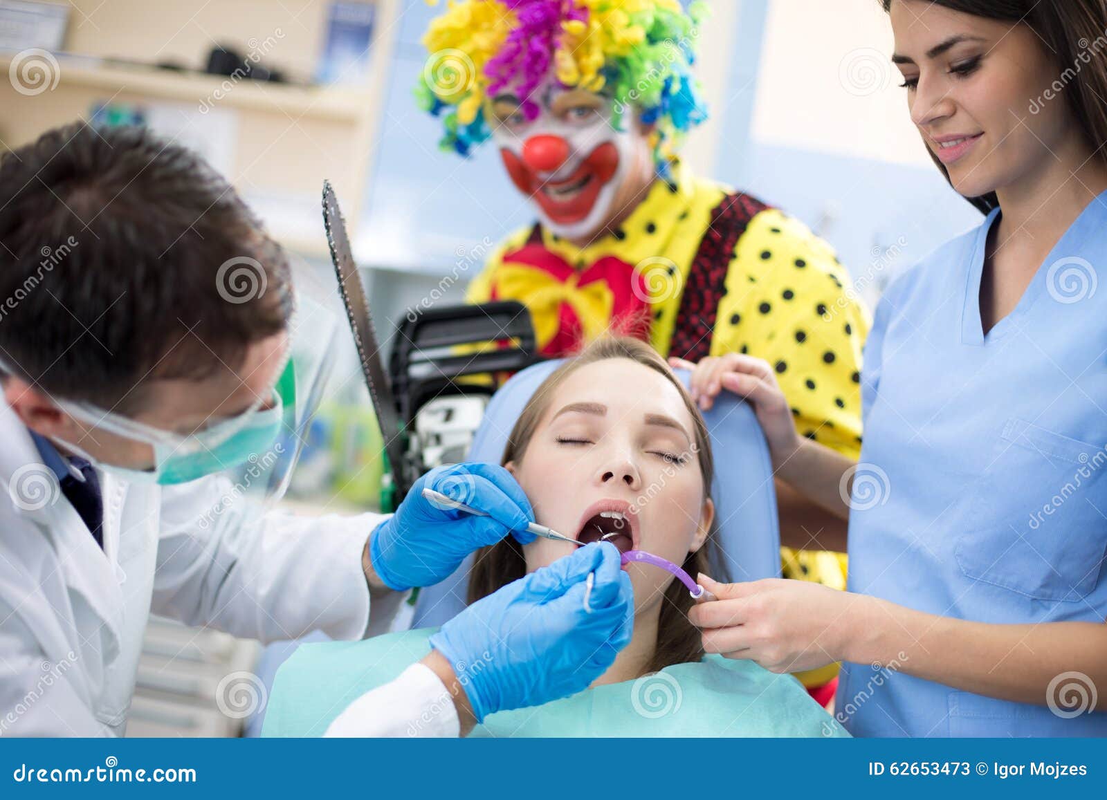 Scary Dental Tools Crazy Patient Facial Expression Stock Image ...