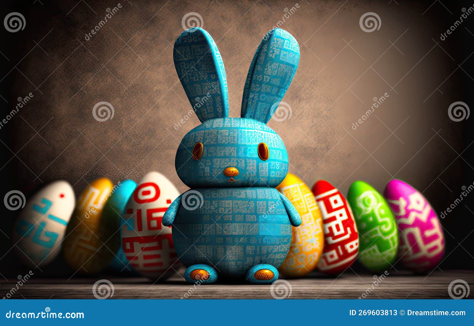 Unusual Easter Card. Silhouette of Easter Bunny and Eggs Covered with ...