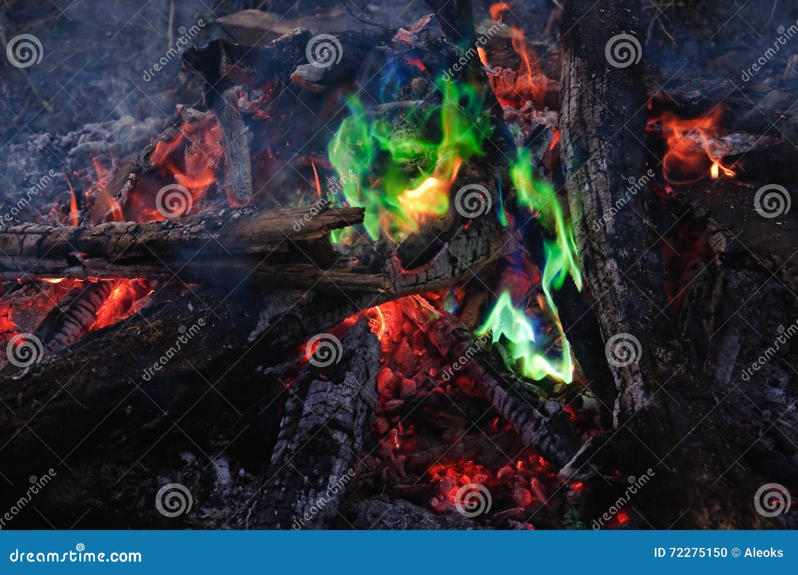 Unusual green flame stock photo. Image of bright, campfire - 72275150