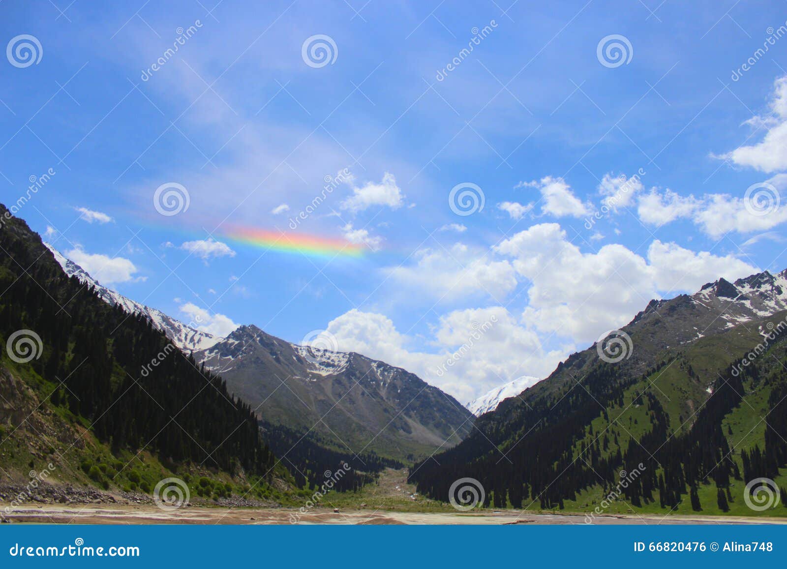 Unusual horizontal rainbow stock photo. Image of summer - 66820476