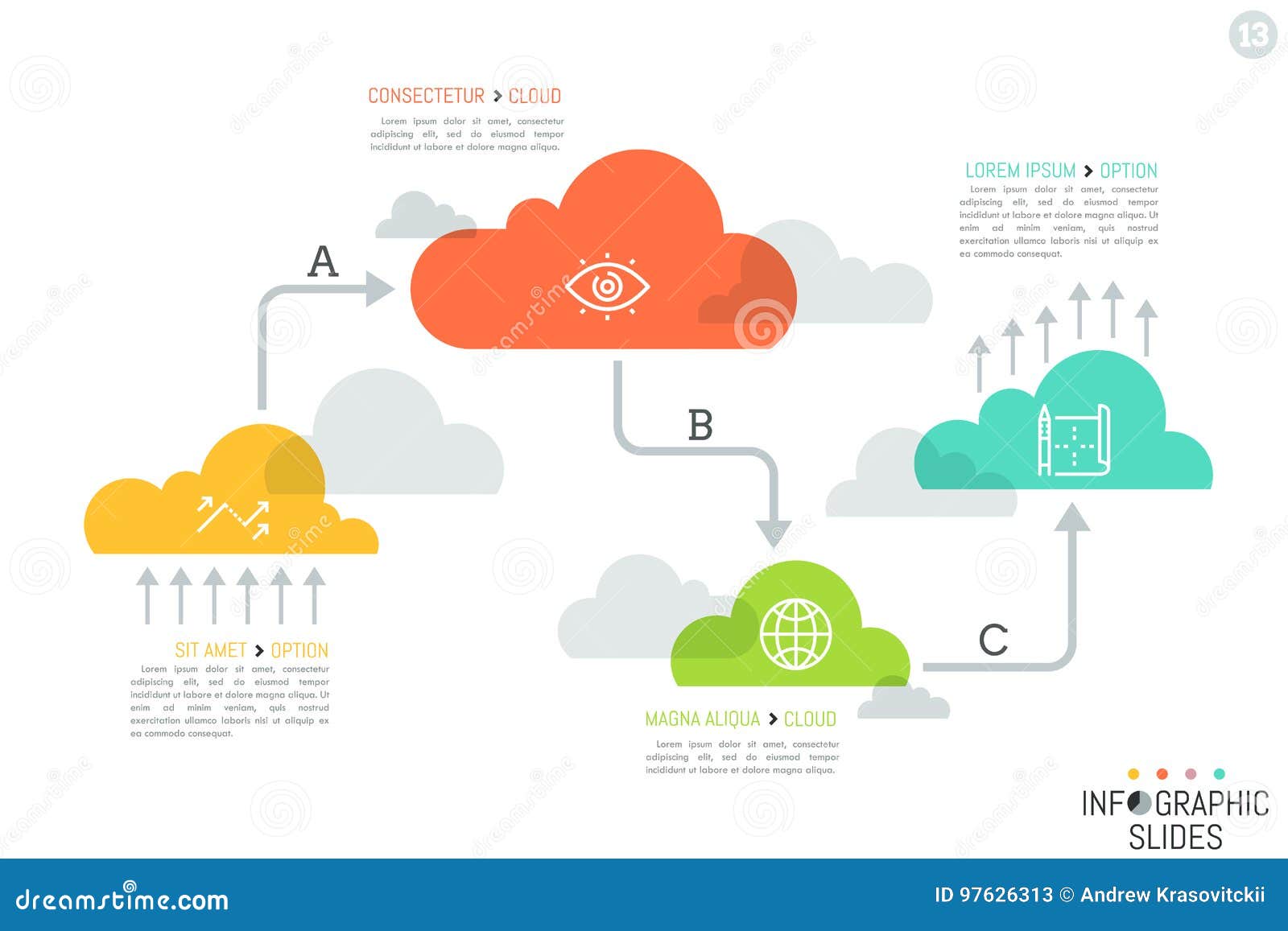 Unusual Infographic Design Template, 4 Translucent Elements of ...