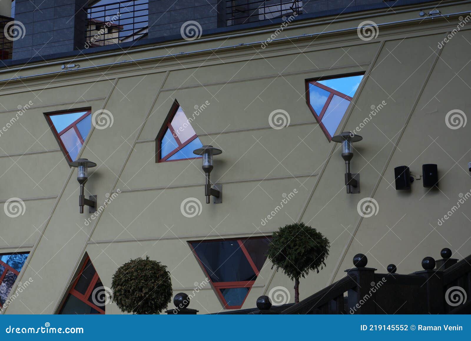 Unusual Irregular Geometric Shapes of the Windows Reflect the Evening ...