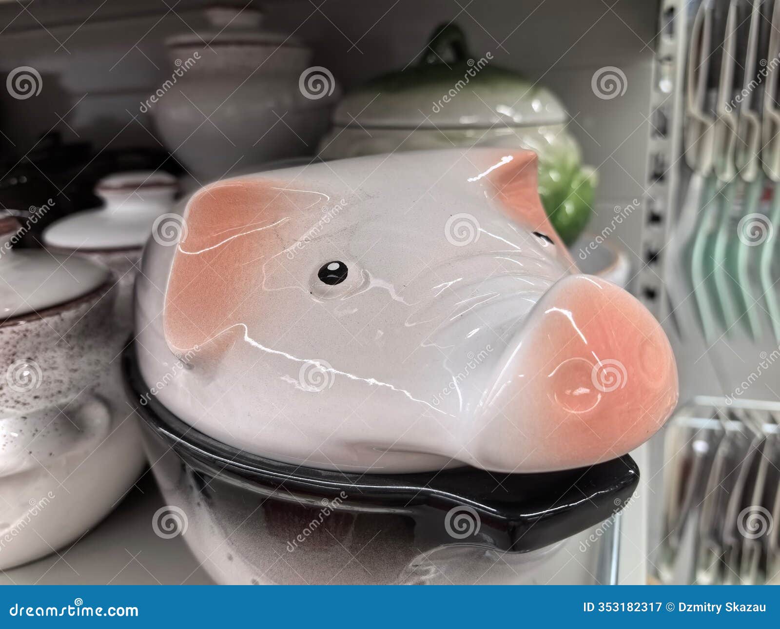 Unusual Kitchen Decor Featuring a Ceramic Pig Design for Storage Stock ...