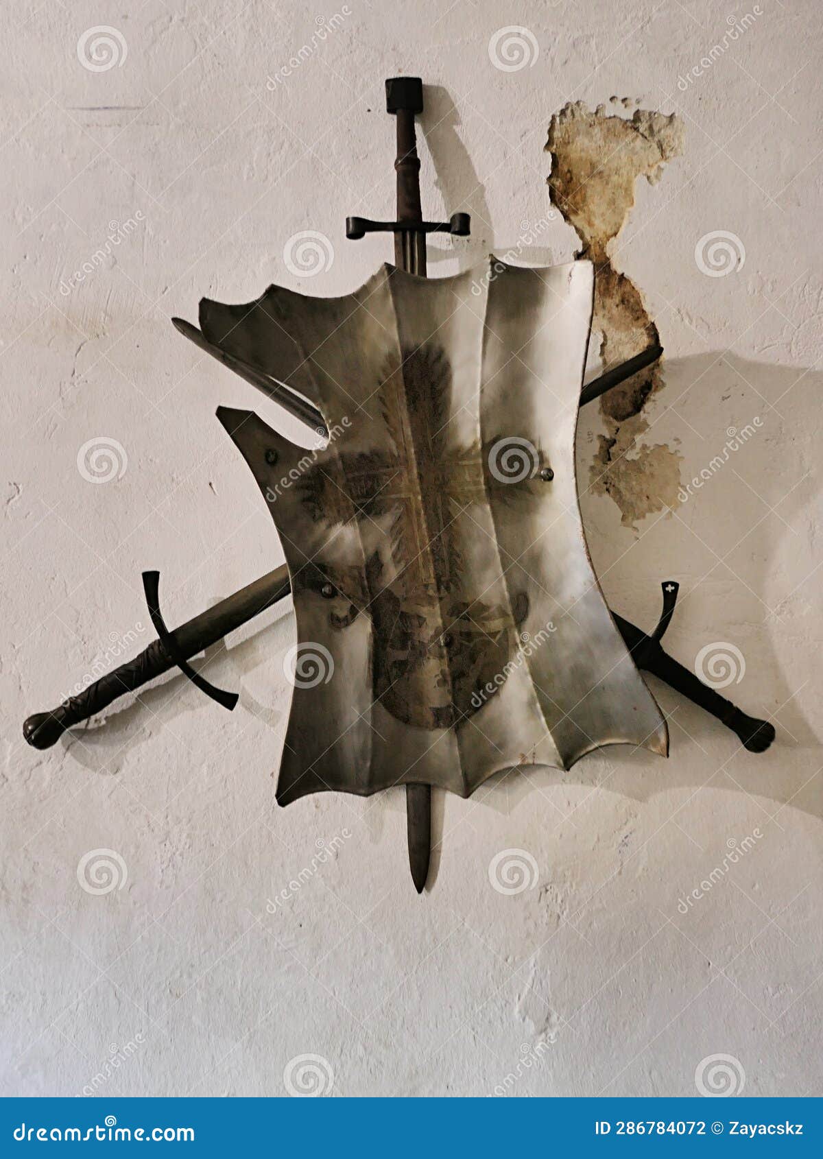 Unusual Medieval Shield of Rectangular Shape with Wavy Surface and ...