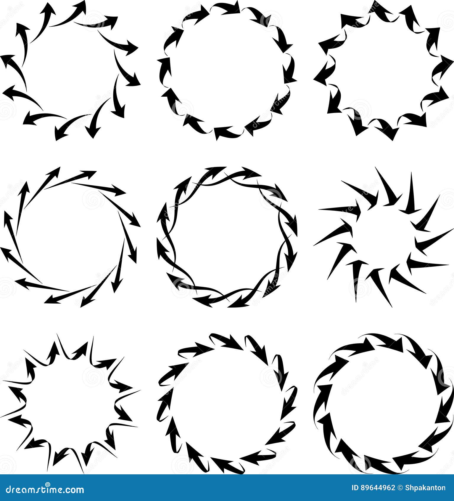 Unusual Ornate Arrows Frames. Set Of Decors For Logo Design. Vector ...