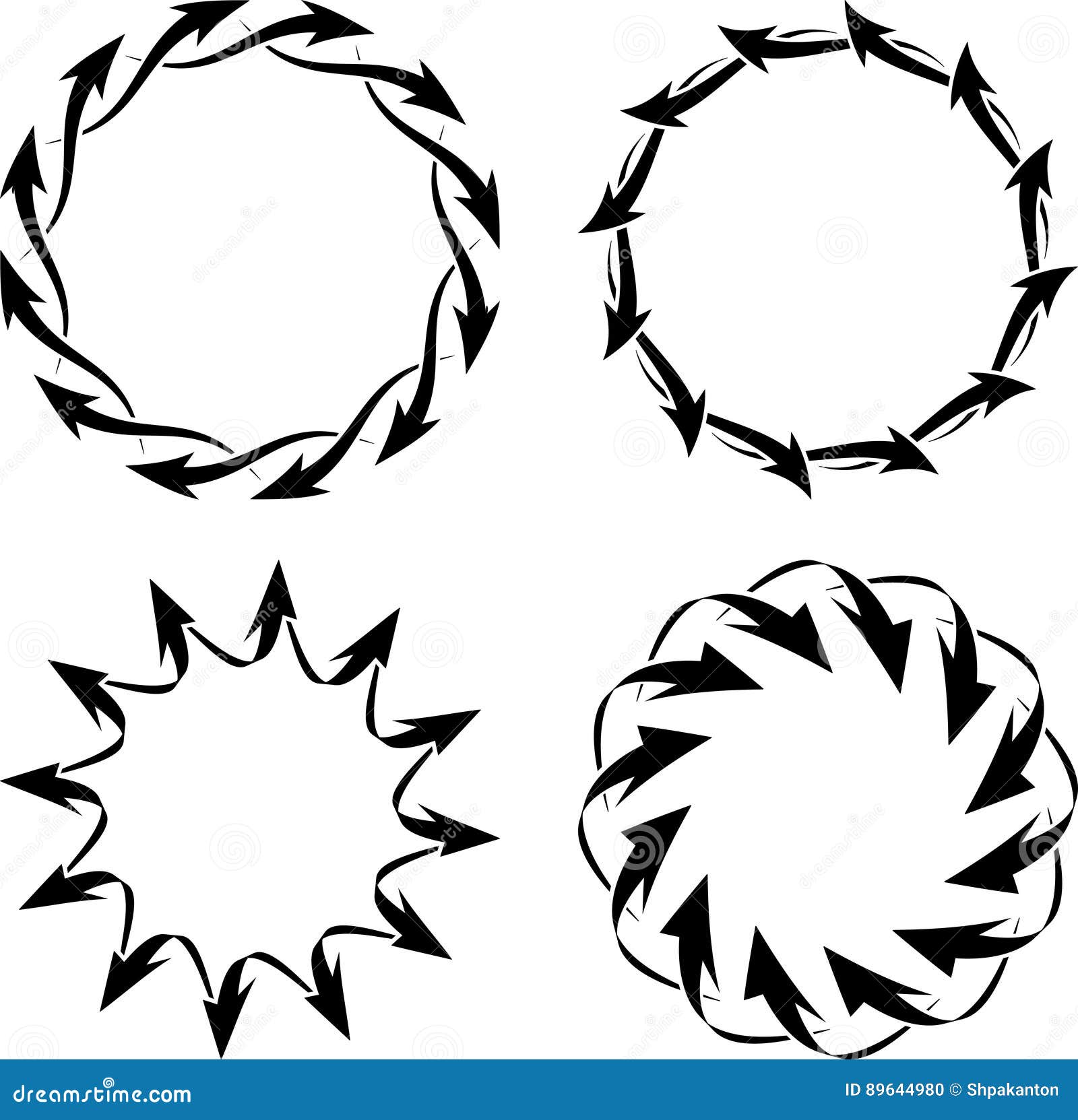 Unusual Ornate Arrows Frames. Set Of Decors For Logo Design. Vector ...