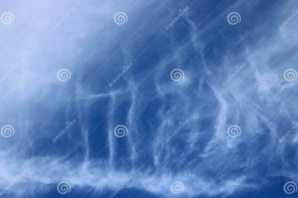 Unusual Pattern Wispy White Clouds in Blue Sky Stock Image - Image of ...