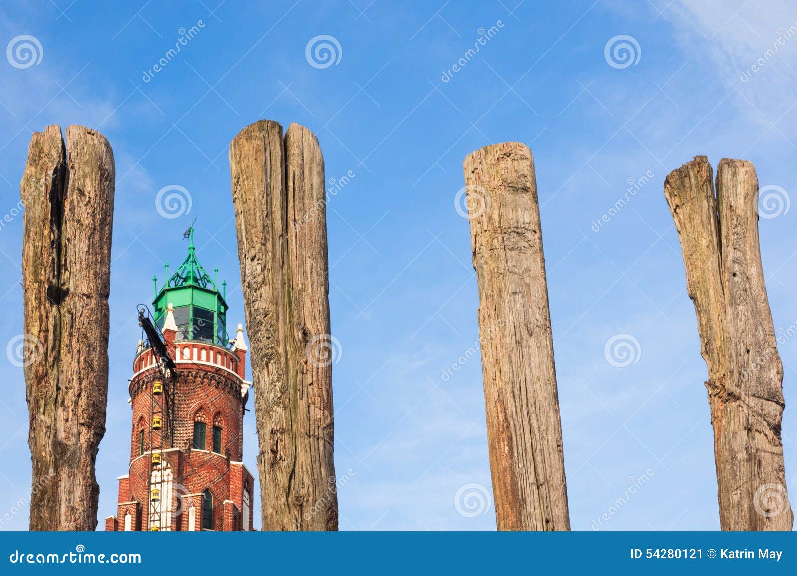 Unusual Perspective of a Beacon between Piles Stock Image - Image of ...