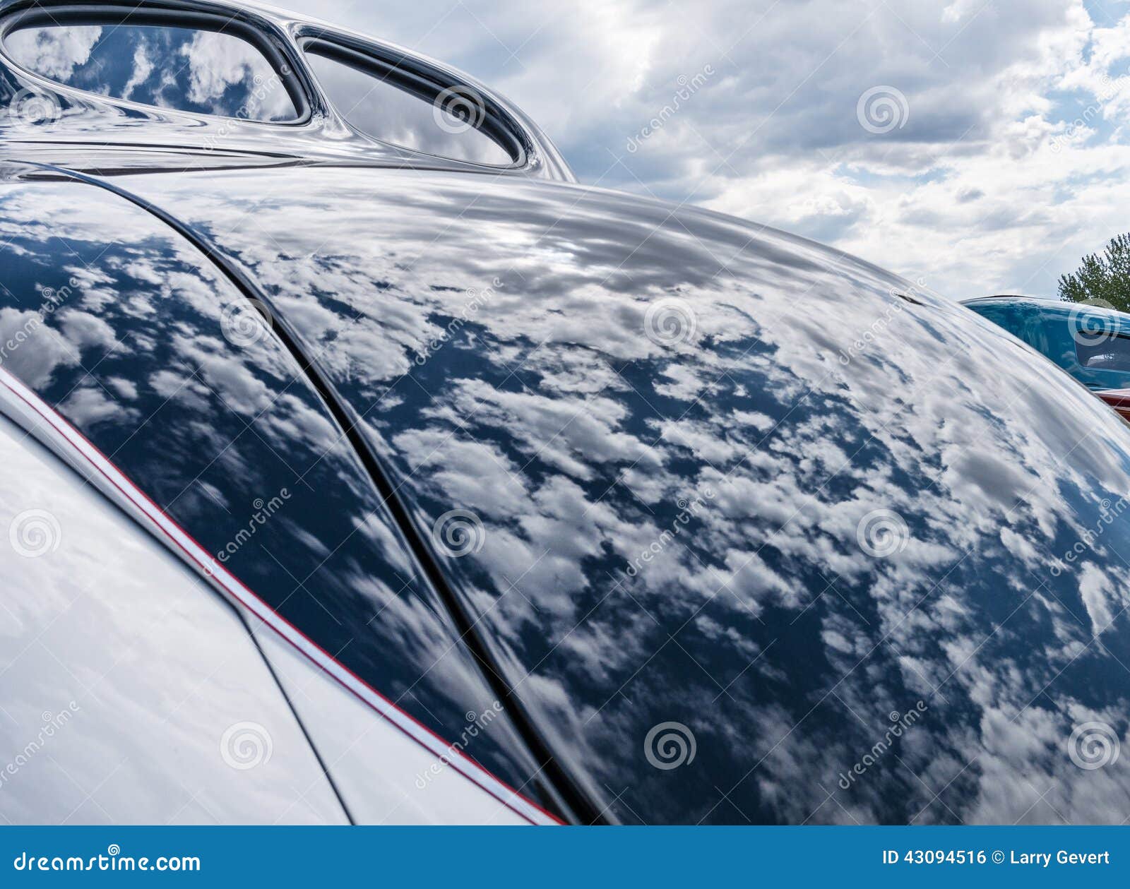 Unusual Reflections, Classic Car and Sky Stock Photo - Image of custom ...