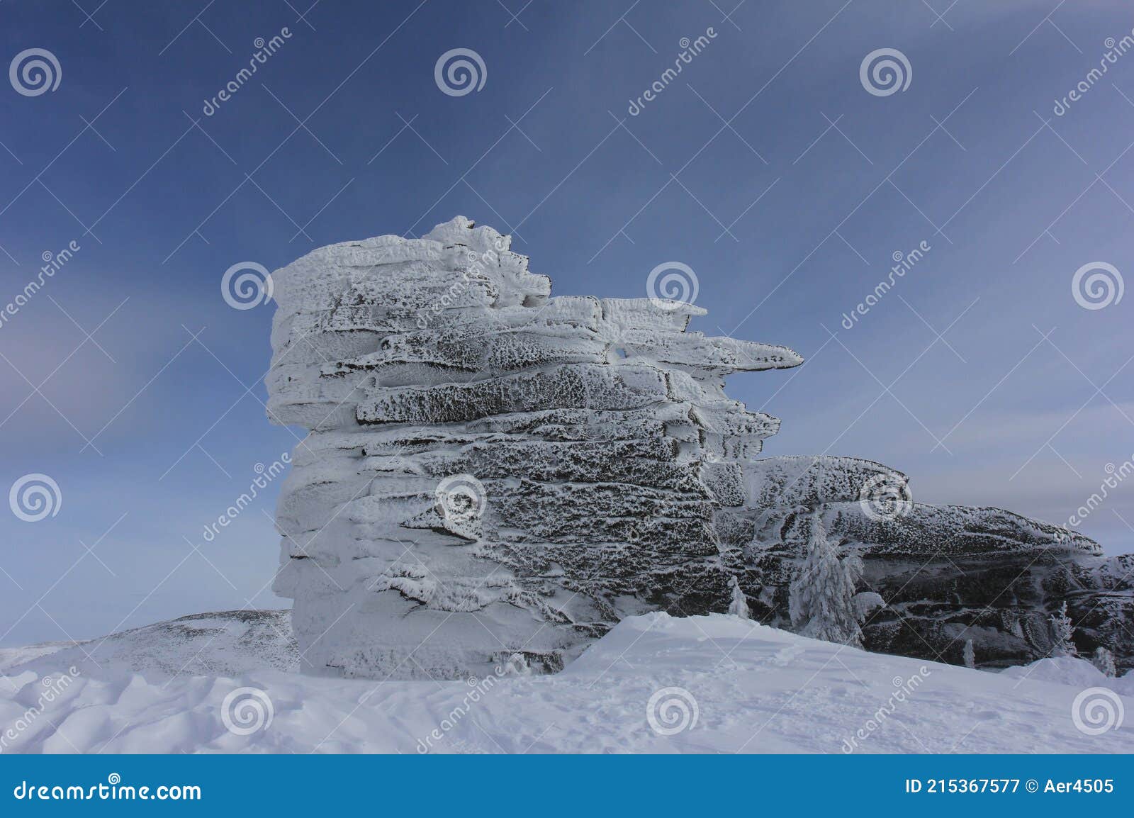 Unusual Rock Covered with Snow Stock Image - Image of unusual, cold ...