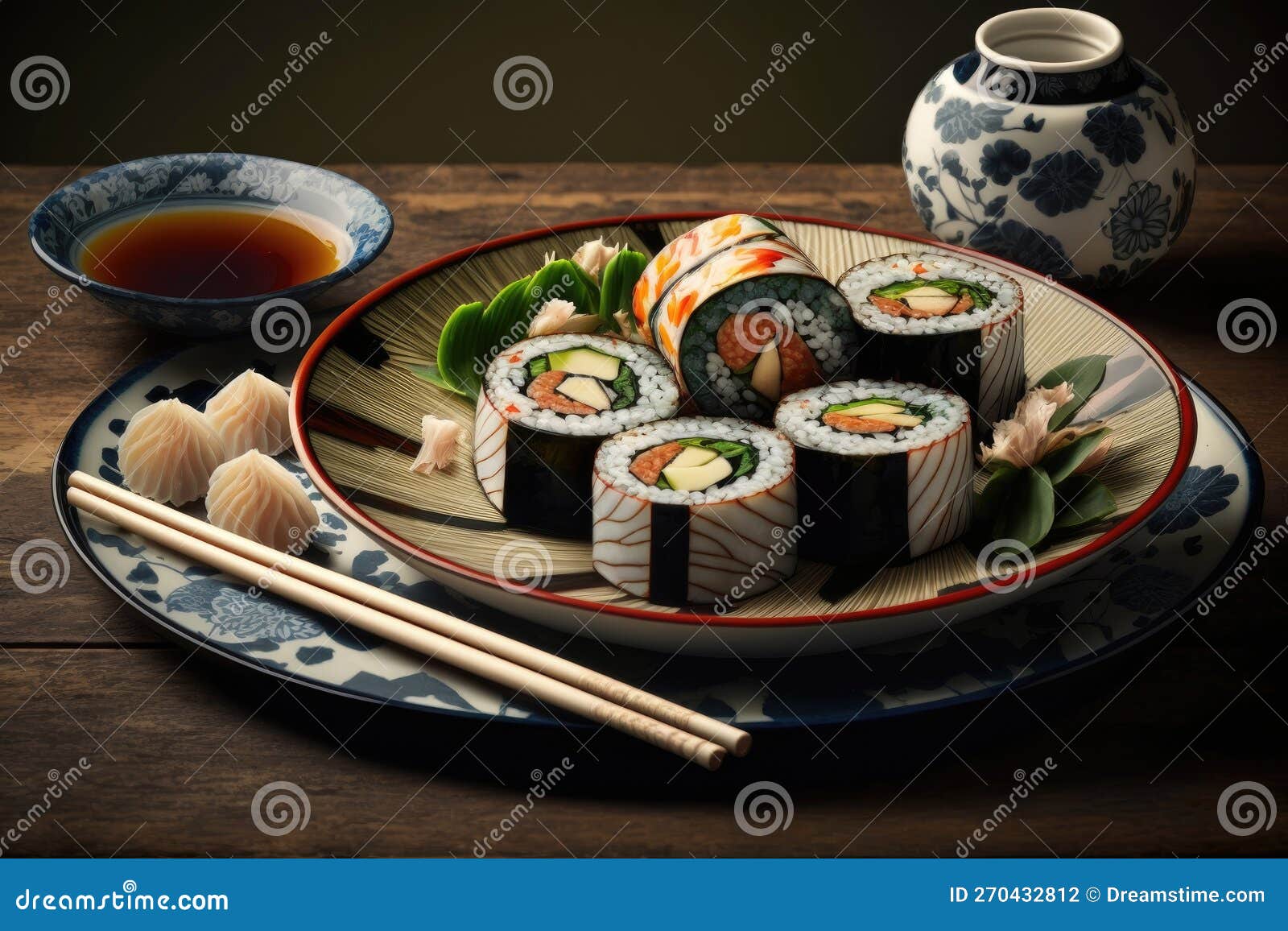Unusual Sets of Japanese Rolls. Stock Illustration - Illustration of ...
