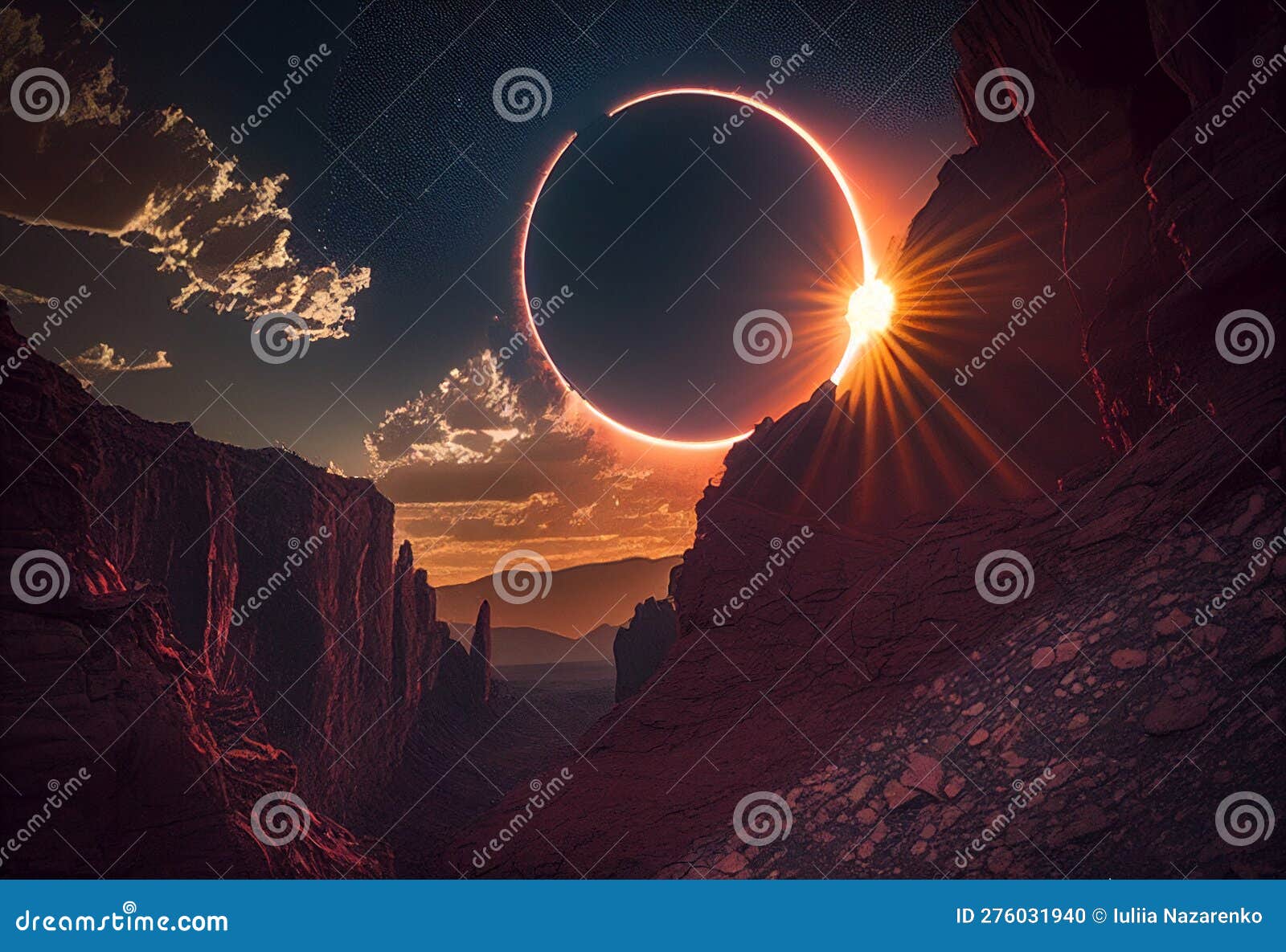 Unusual Solar Eclipse. Generative AI Stock Illustration - Illustration ...