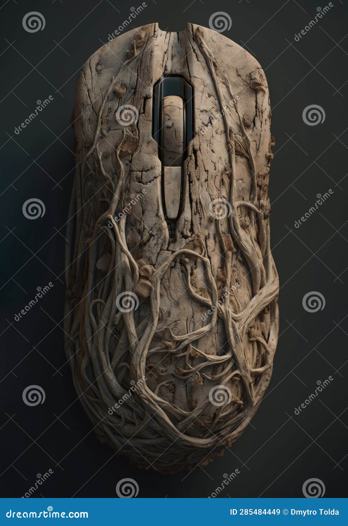 Unusual Steampunk Computer Mouse Made of Tree Roots Stock Illustration ...