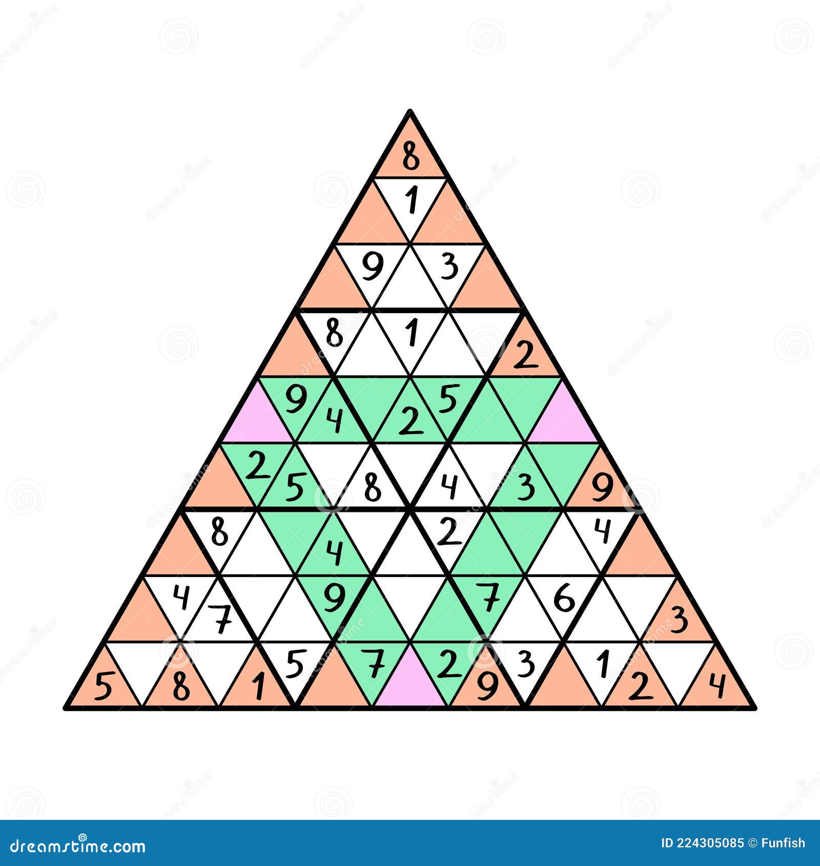 Unusual Sudoku Pyramid Game with Triangular Cells Vector Illustration ...