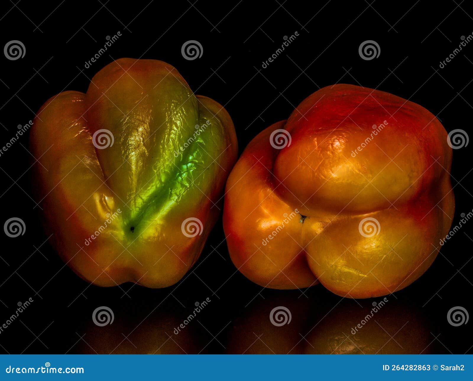 Unusual View of Bell Peppers, with Reflection and Artistic Processing ...