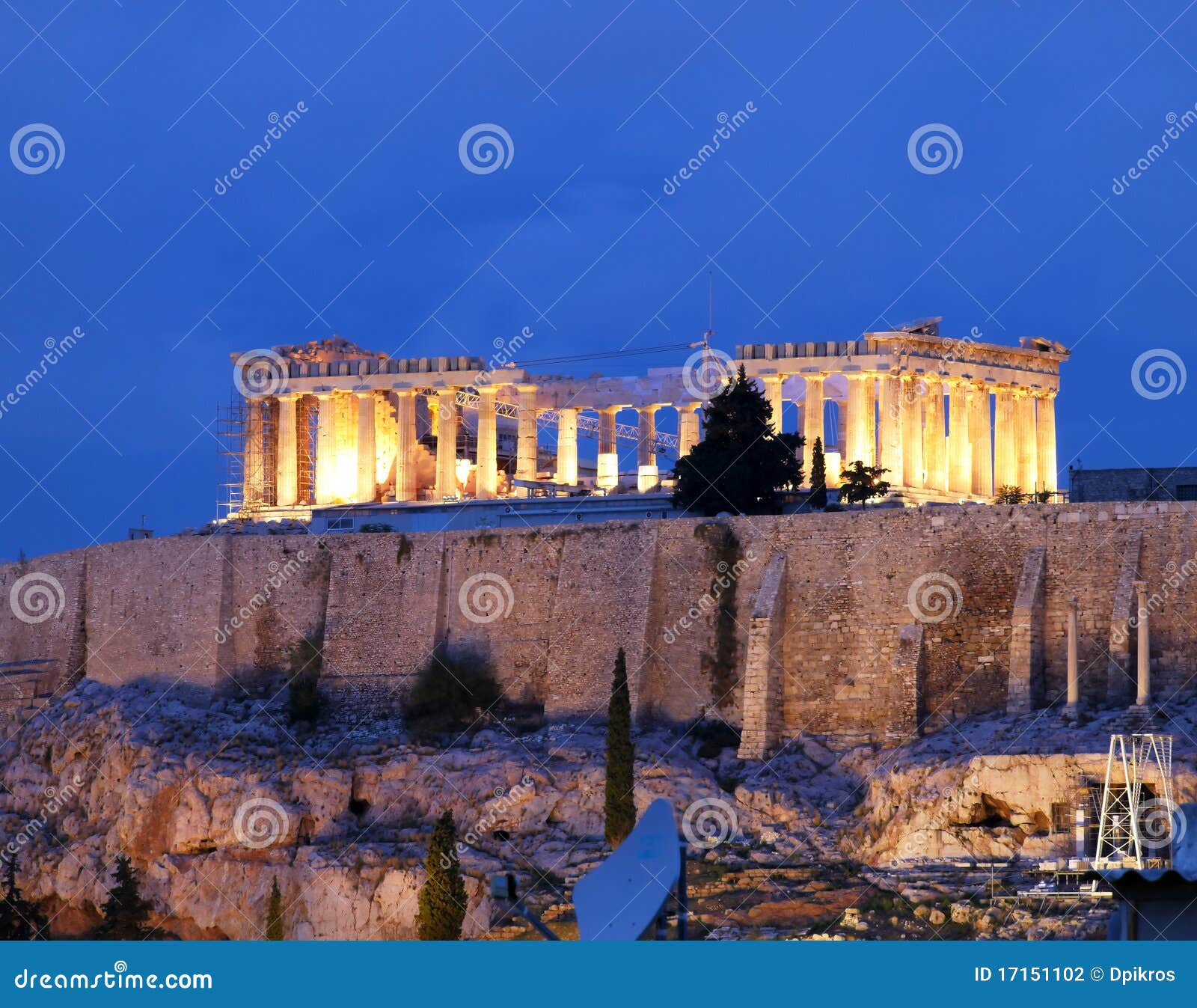 Unusual View of Parthenon by Night Stock Photo - Image of athena ...
