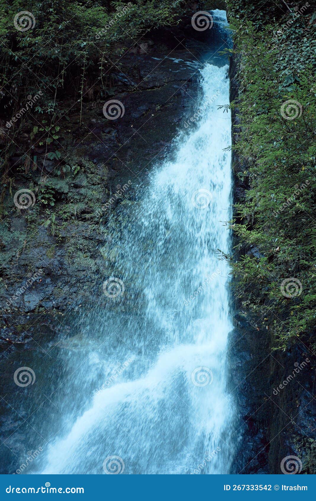 Unusual Waterfall Toned in Blue Stock Photo - Image of fountain ...