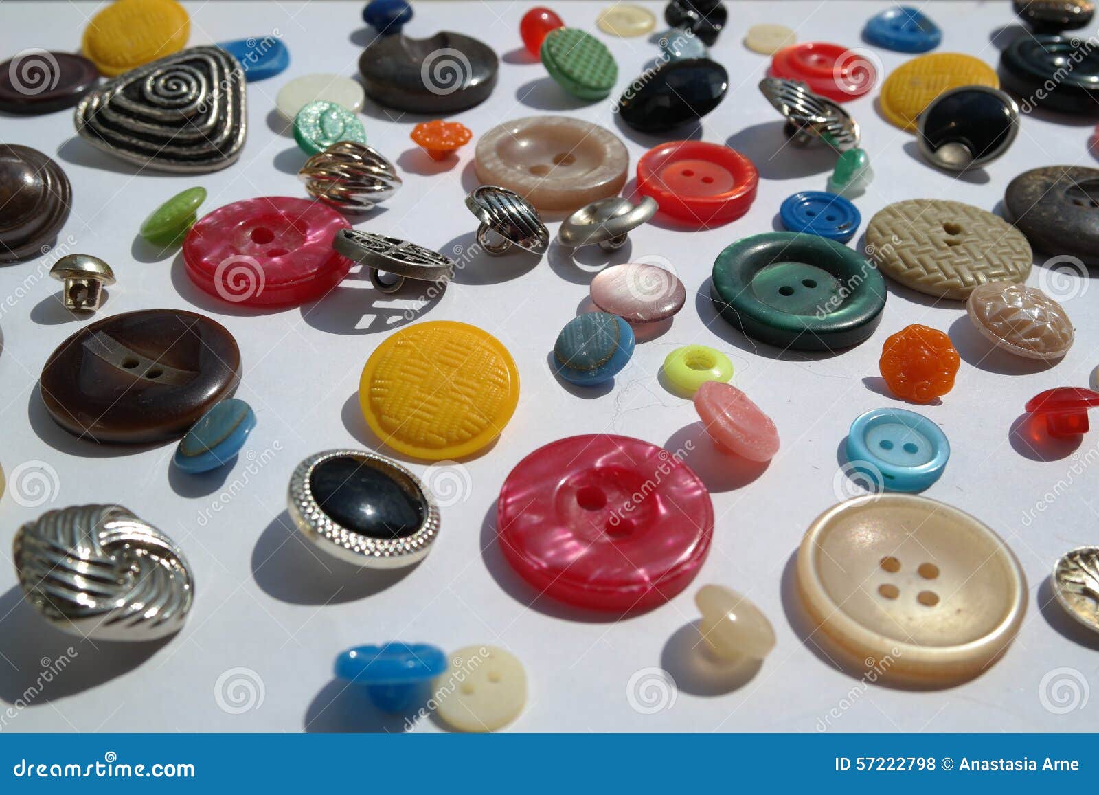 Unusually Diverse Lot of Bright Multi-colored Variety of Round Buttons ...