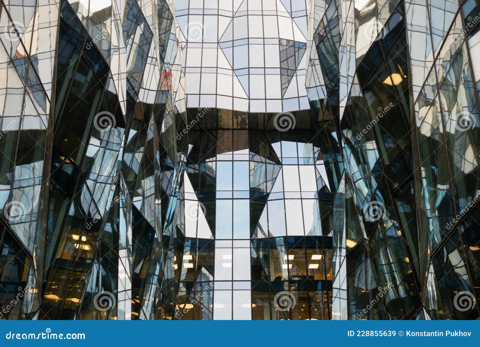 The Sky is Reflected in the Glass Walls Stock Image - Image of building ...