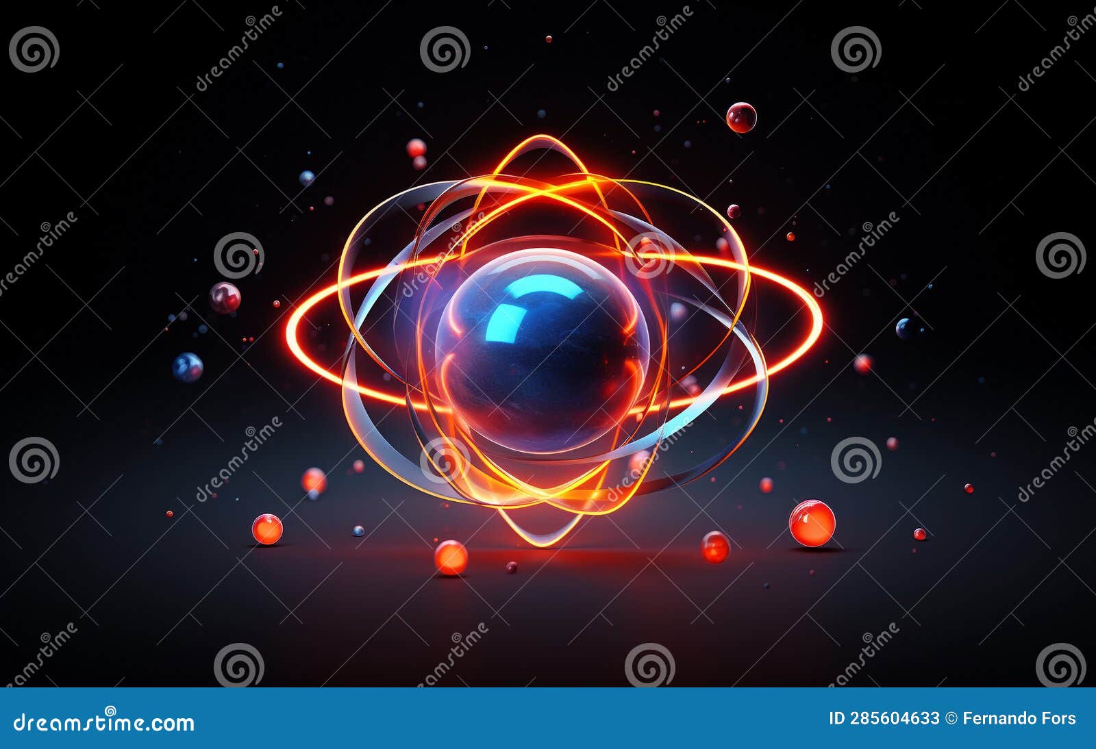 Fusion Cosmos Mark: AI-Rendered 3D Atomic Galactic Logo Stock Image ...