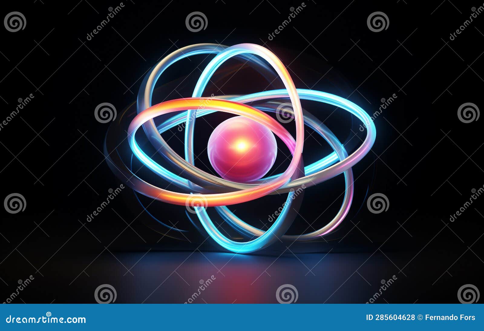Fusion Cosmos Mark: AI-Rendered 3D Atomic Galactic Logo Stock ...