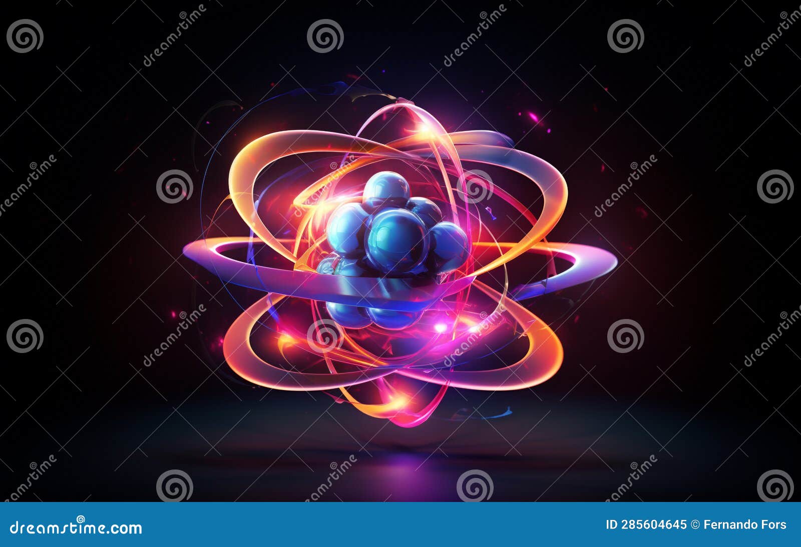 Fusion Cosmos Mark: AI-Rendered 3D Atomic Galactic Logo Stock ...