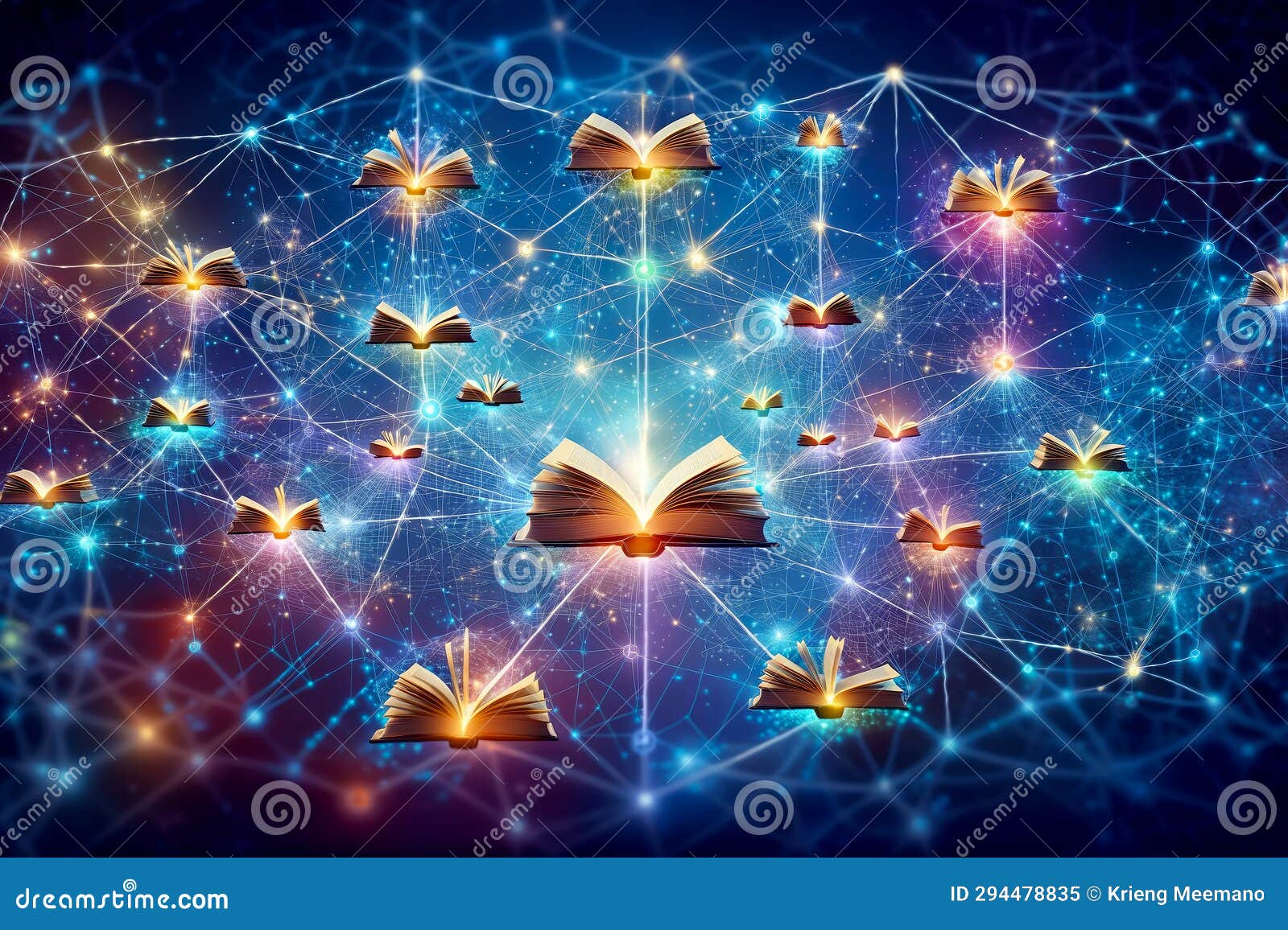 E Learning Ecosystem, Glowing Web of Knowledge, AI Generated Stock ...