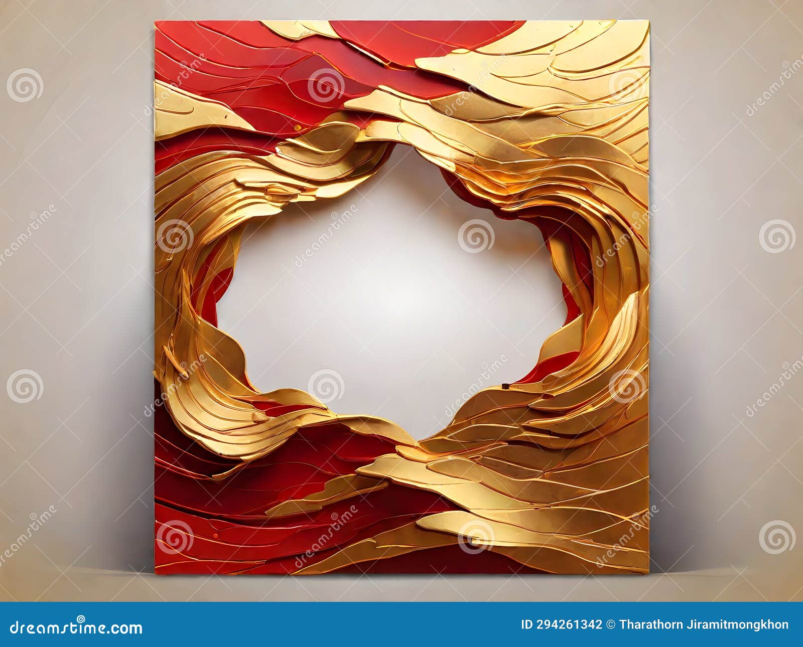 Timeless Opulence: Red & Gold Abstract Duo - Front and Back Stock ...