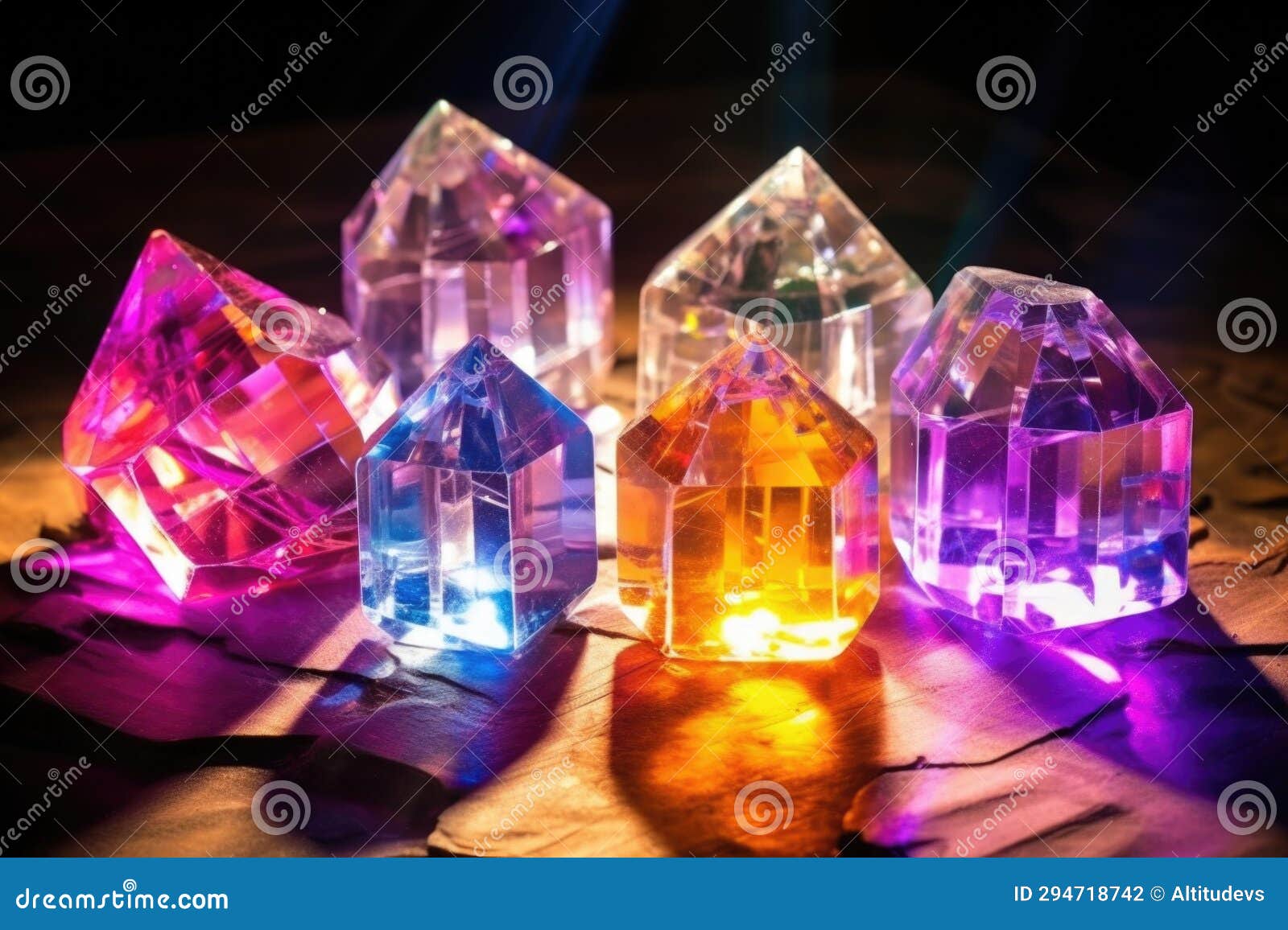 Unveiled Gems Under Bright Light from a Solar-powered Facility Stock ...